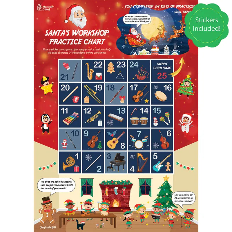 Santas Workshop A3 Music Practice Chart by Musically Gifted – Devirra Music